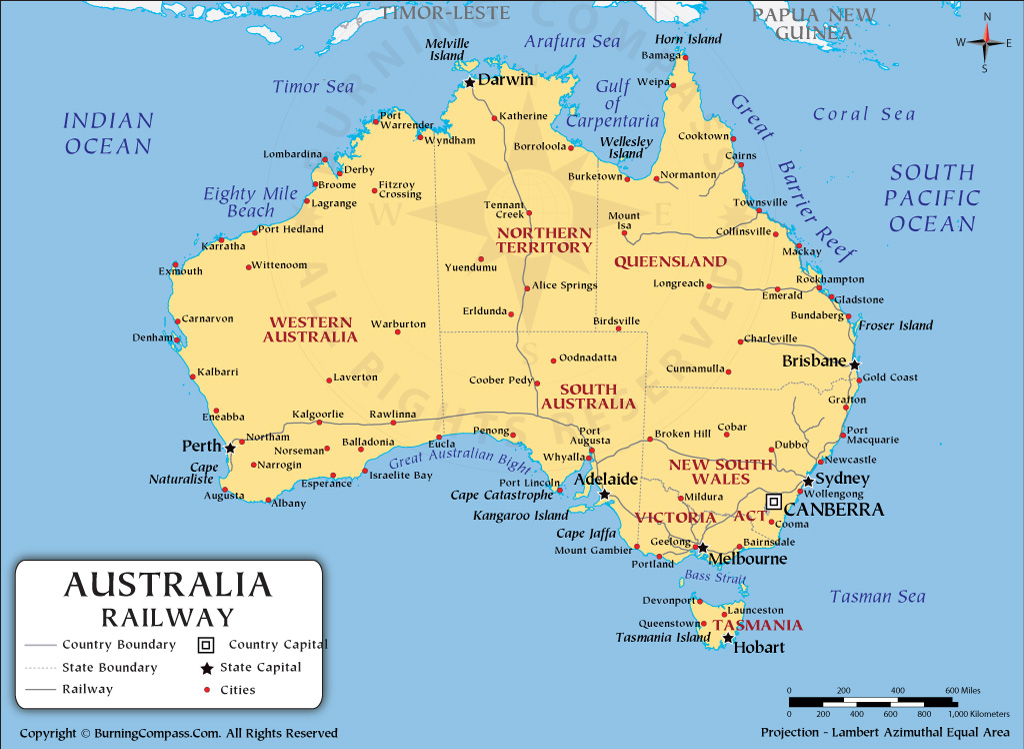 Australia Train Map, Australia Rail Map