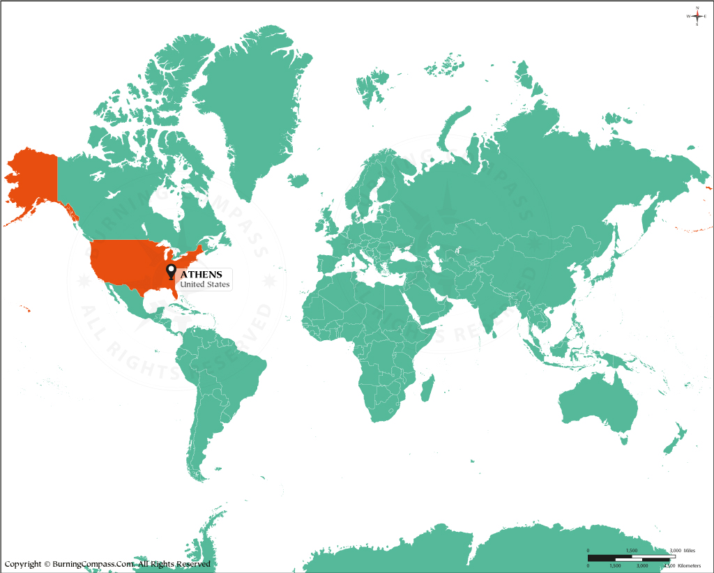 Where is Athens, Georgia Located ? - Athens on World Map